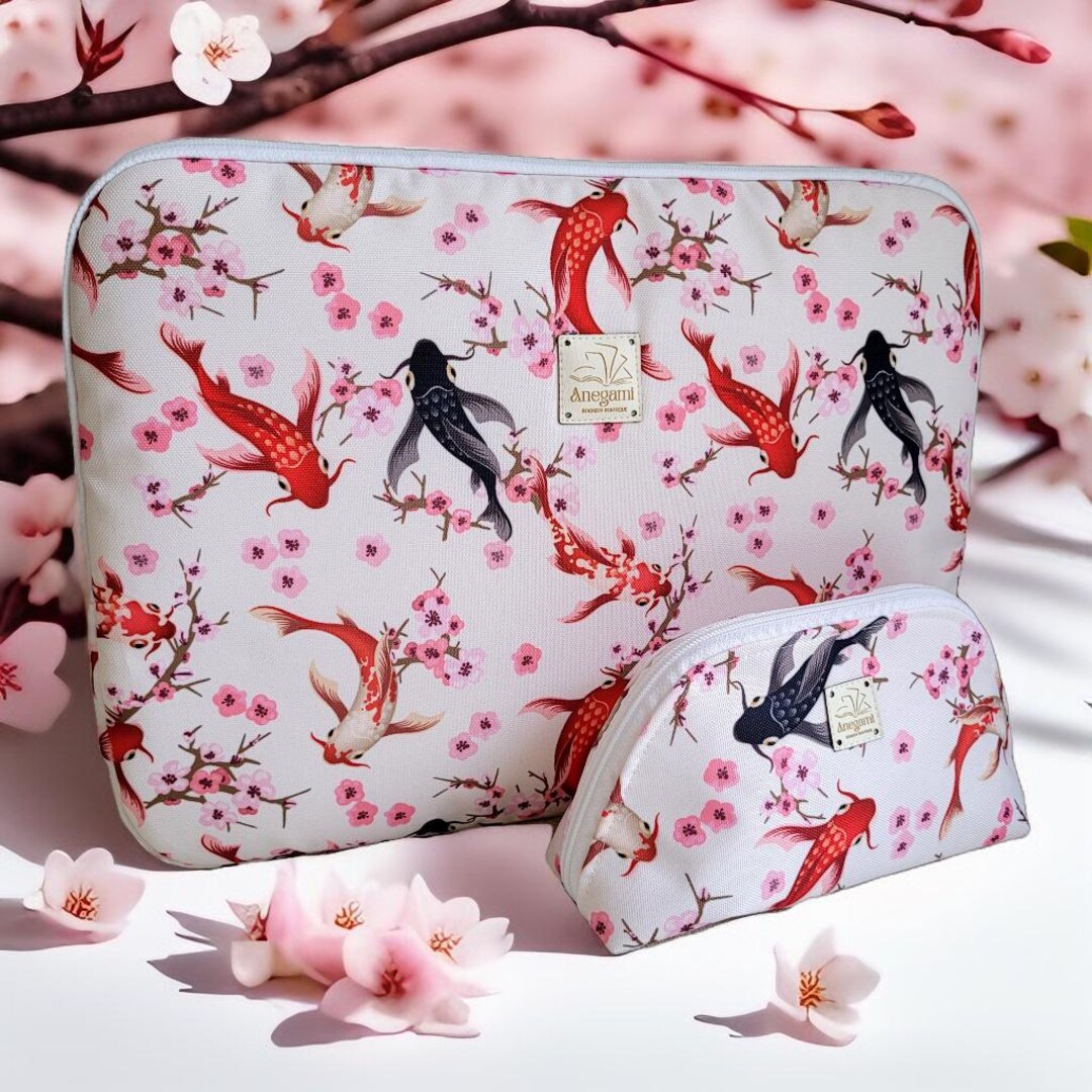 Koi Fish Laptop Case With Organizer Pouch, Matching Set for Laptop ...