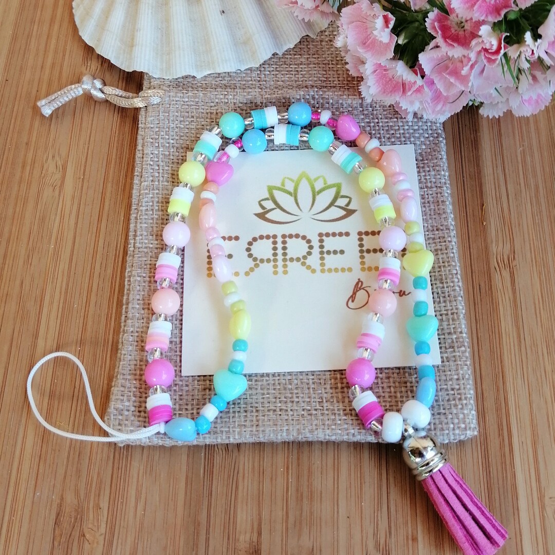 Cell Phone Chain, Phone Beads, Phone Strap, Multicolor Beads, Charms ...