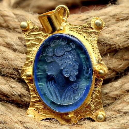 Antique Intaglio Greek God Poseidon Silver Pendant Carved - Etsy