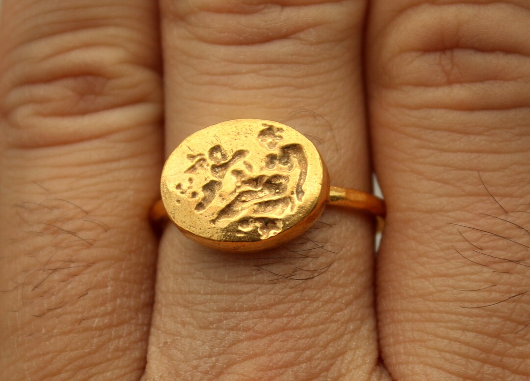 925K Sterling Silver Made of Roman Coin Signet Ring, Roman Art Silver ...