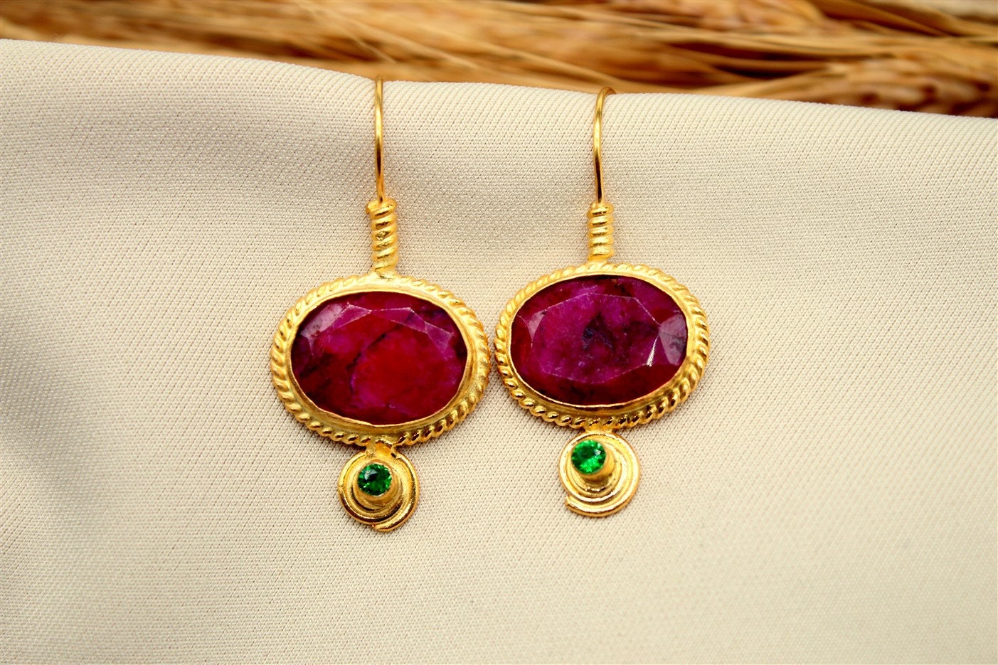 Ruby Earrings Natural Ruby Silver Earrings Dangle Drop | Etsy