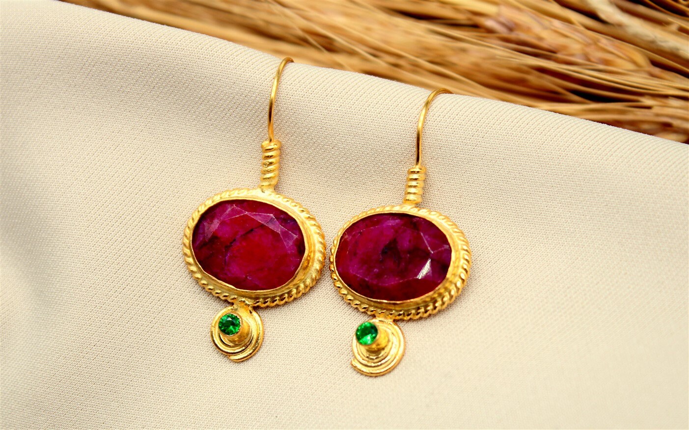 Ruby Earrings Natural Ruby Silver Earrings Dangle Drop | Etsy