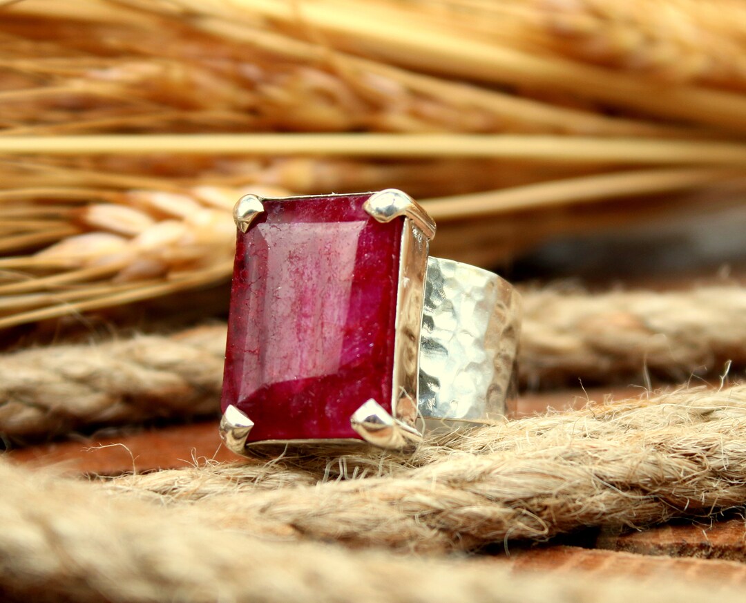 Large Ruby Silver Men Ring,gold Ring, Sterling Silver Ring, Engagement ...