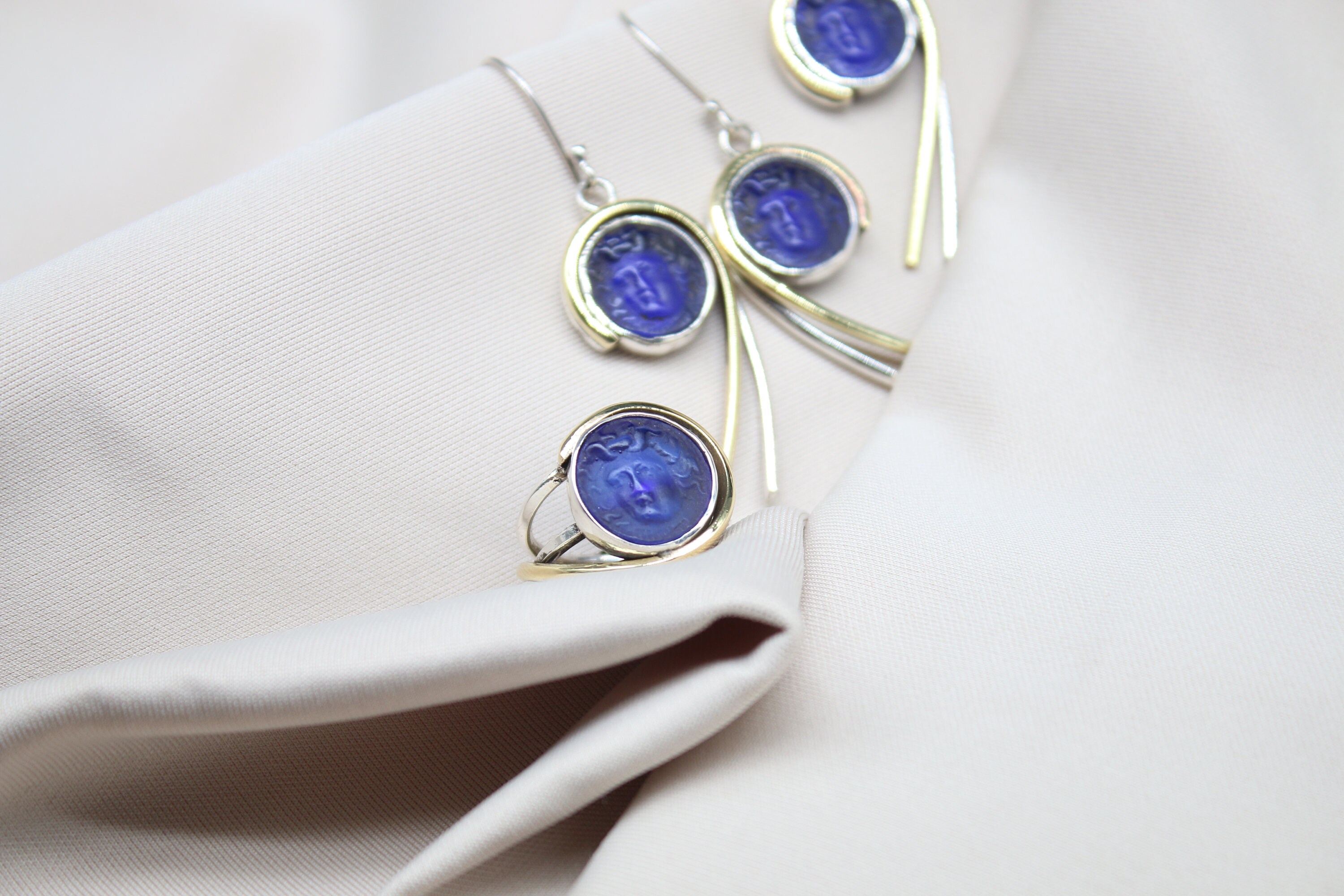 Antique Greek Mythology Intaglio Blue Glass Medusa 925 - Etsy