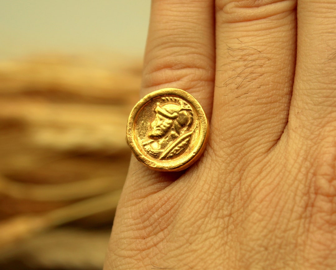 925K Sterling Silver Made of Roman Coin Signet Ring, Roman Art Silver ...