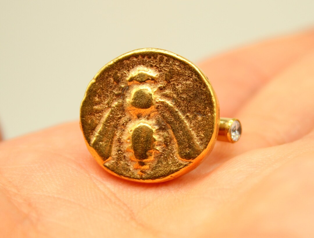 Bee Signet Ring, Intaglio Bee Ring, 925K Sterling Silver, Roman Coin ...