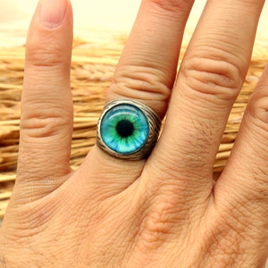 Human Eye Silver Ring Vintage Style Green Blue or Brownvintage Eye Ring ...