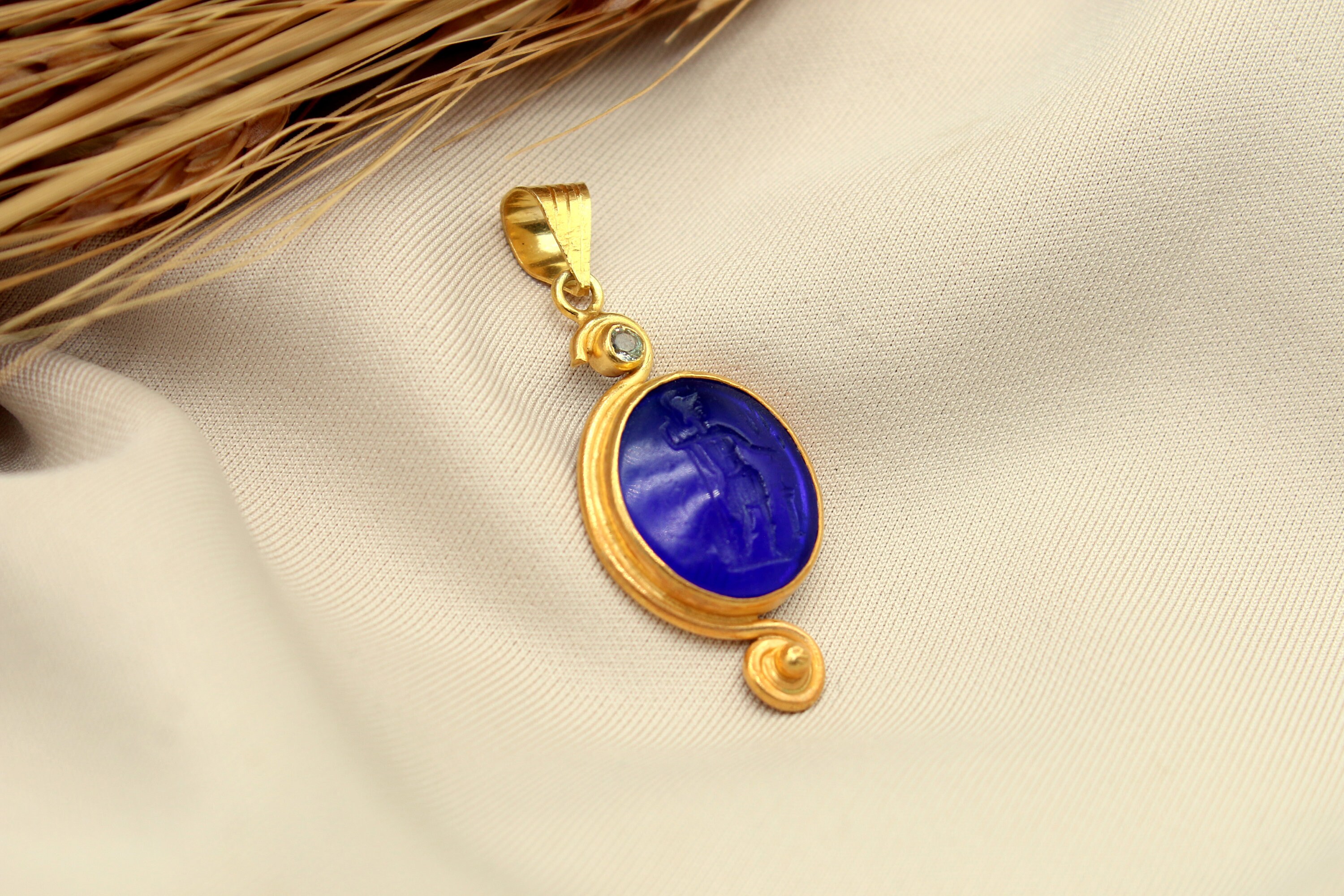 Antique Intaglio Greek God Poseidon Silver Pendant Carved | Etsy