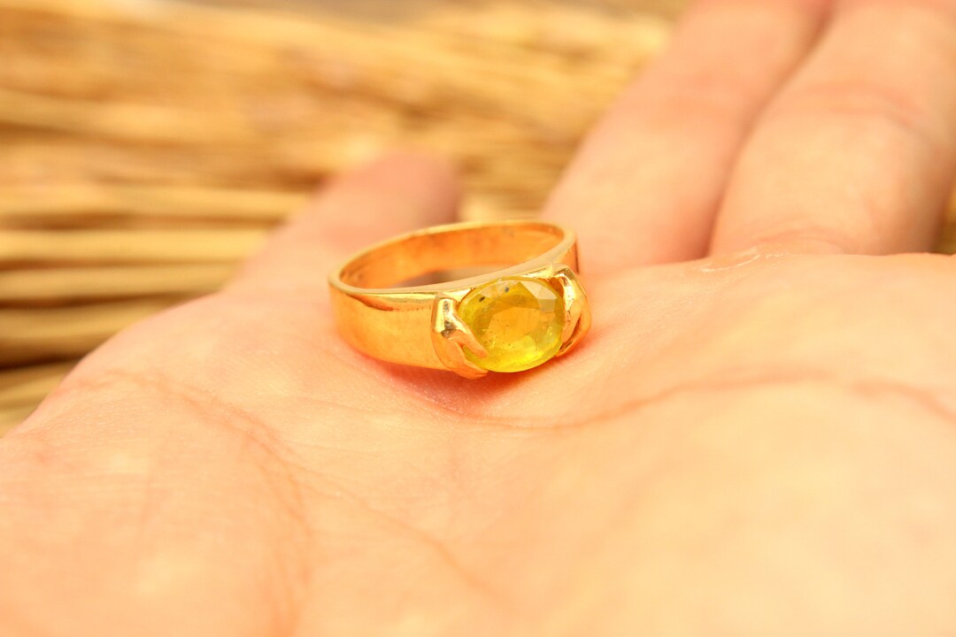 Yellow Sapphire Hand Silver Ring, Gold Ring, Sterling Silver Ring ...