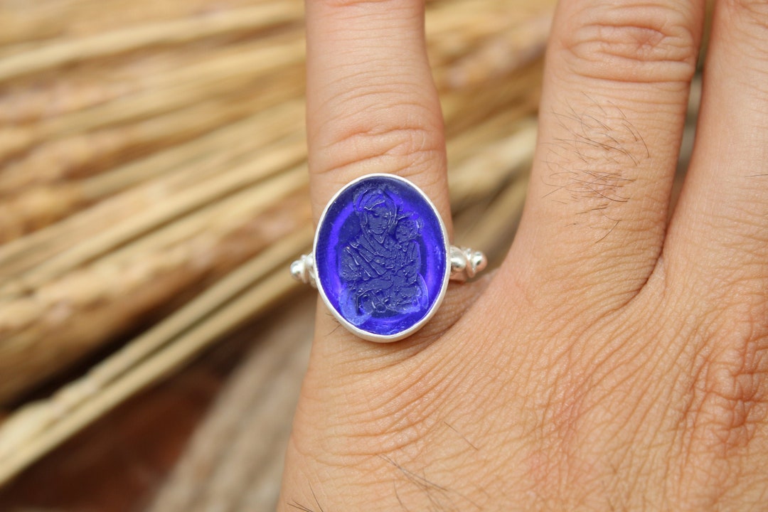 Intaglio Mary Mother and Jesus Silver Ring, Catholic Ring Rings for ...