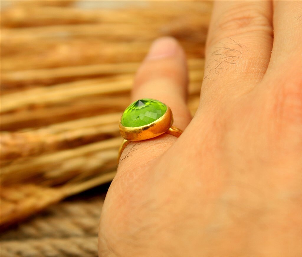 Peridot Silver Ring Peridot Ring Sterling Silver Ring | Etsy