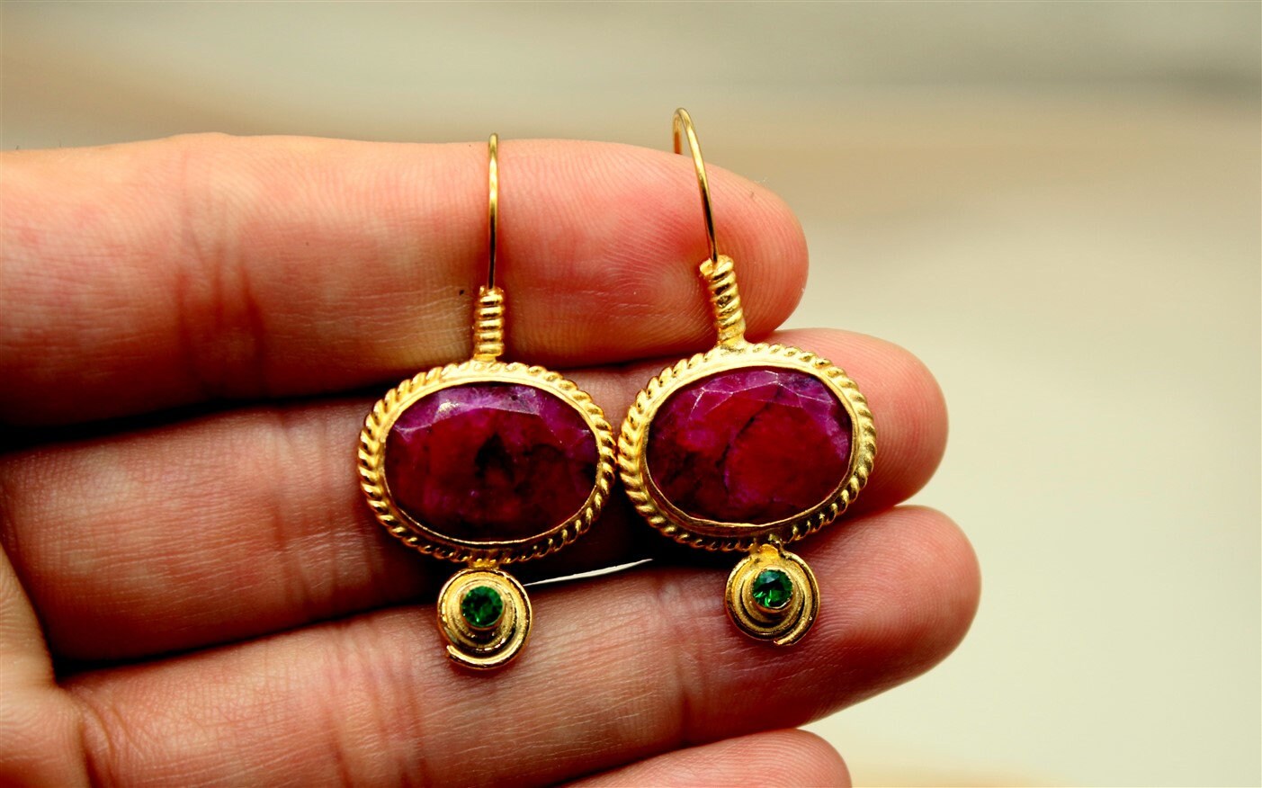 Ruby Earrings Natural Ruby Silver Earrings Dangle Drop | Etsy