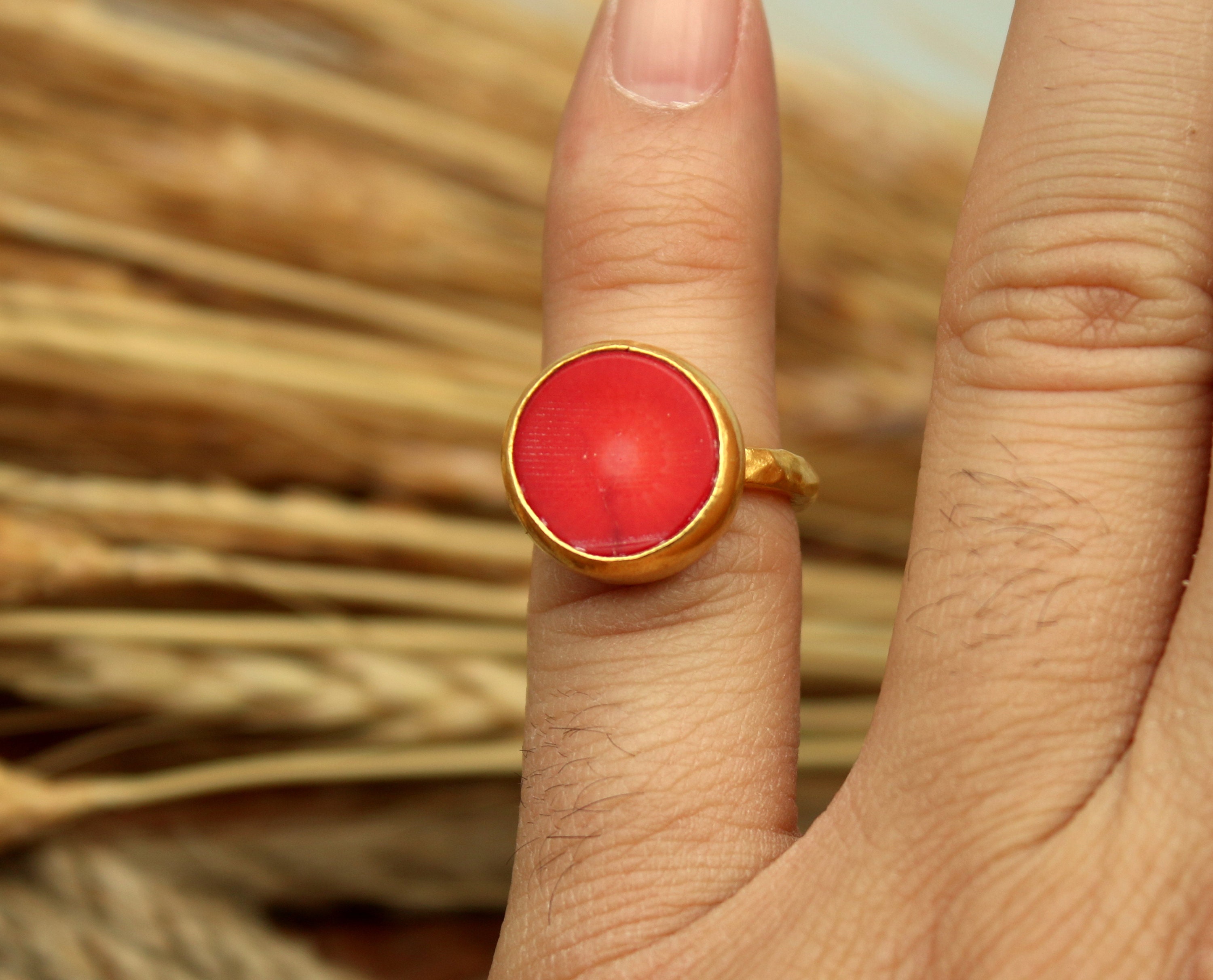 Red Coral Ring Coral Ring Statement Ring Handmade Ring | Etsy