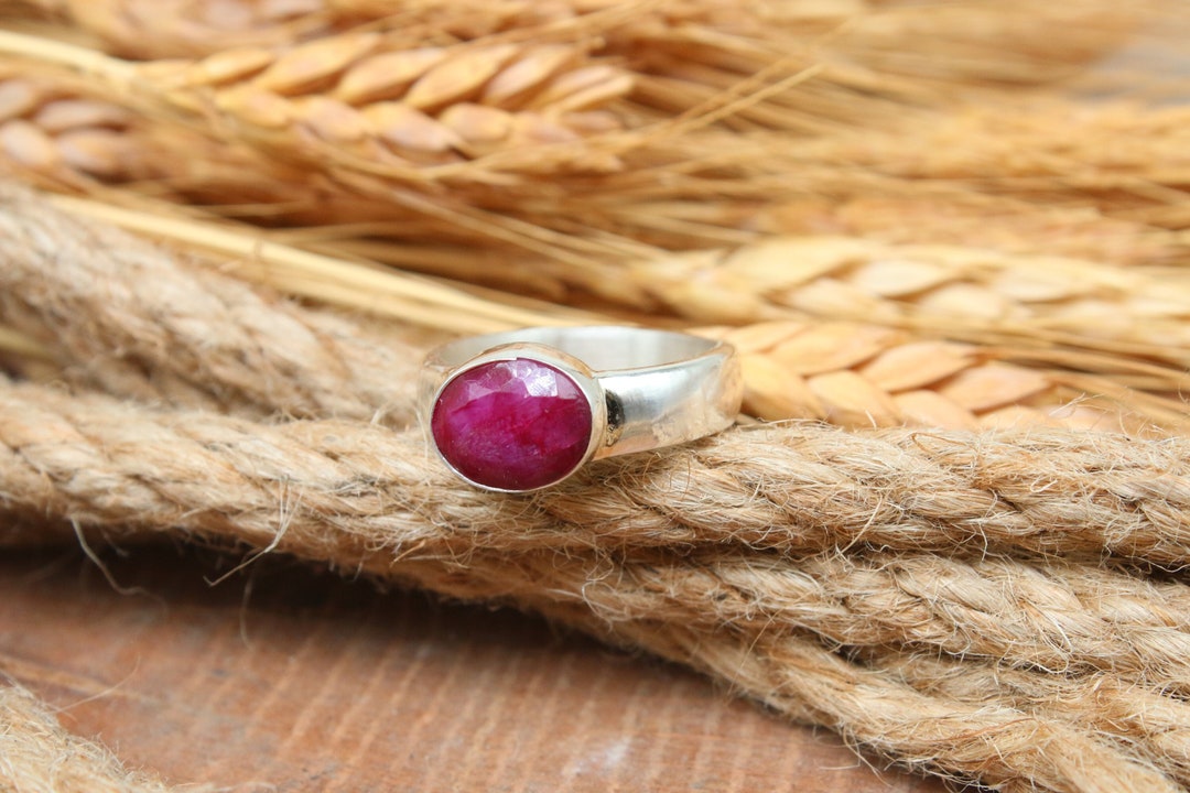 Natural Raw Ruby Sterling Silver Ring Gift for Her - Etsy
