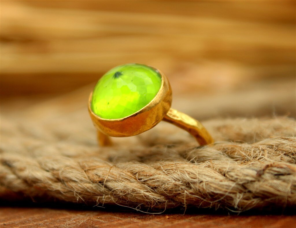 Peridot Silver Ring Peridot Ring Sterling Silver Ring | Etsy