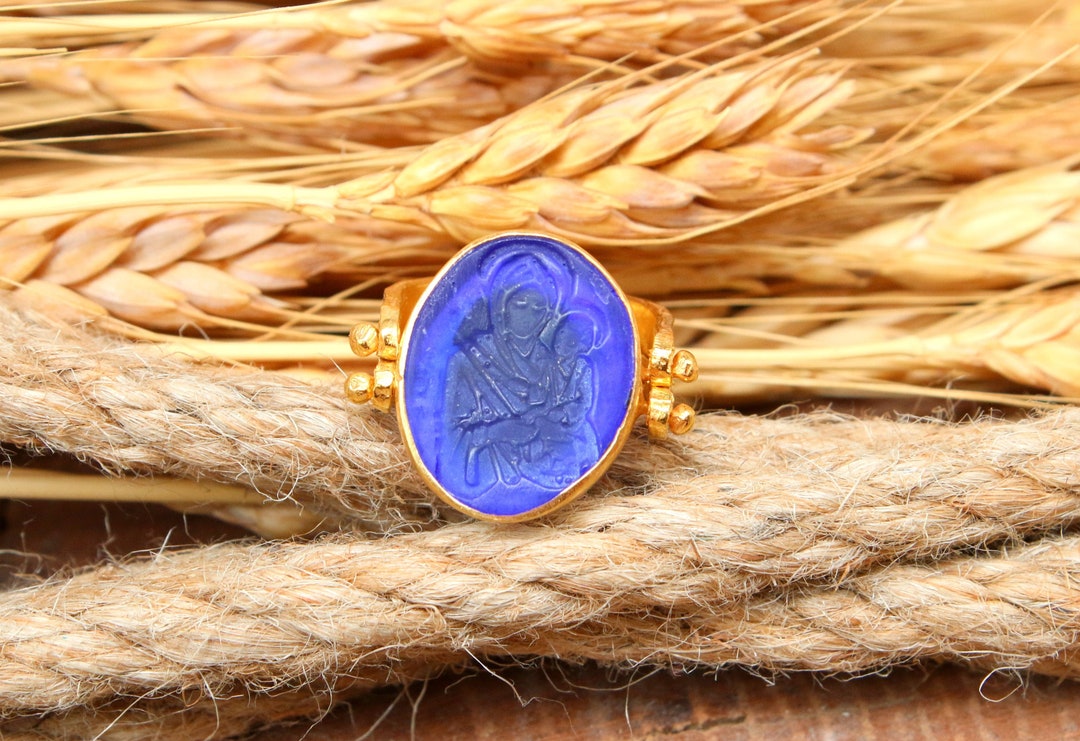 Intaglio Virgin Mary Silver Ring, Catholic Ring Rings for Women, Carved ...