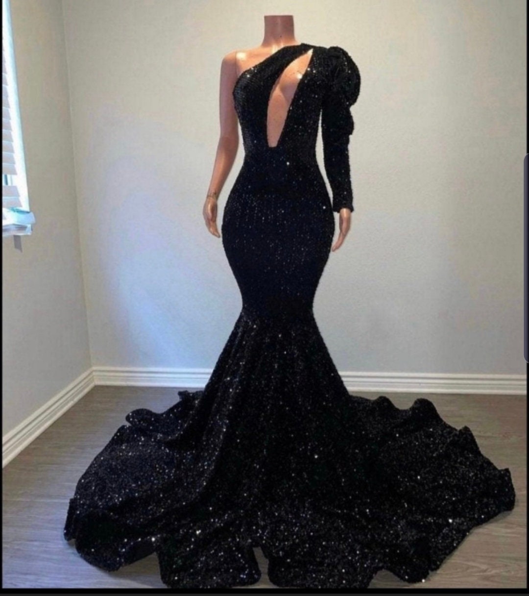Black Sequence Dress,wedding Gown,dinner Outfit,bridal Wear,black ...