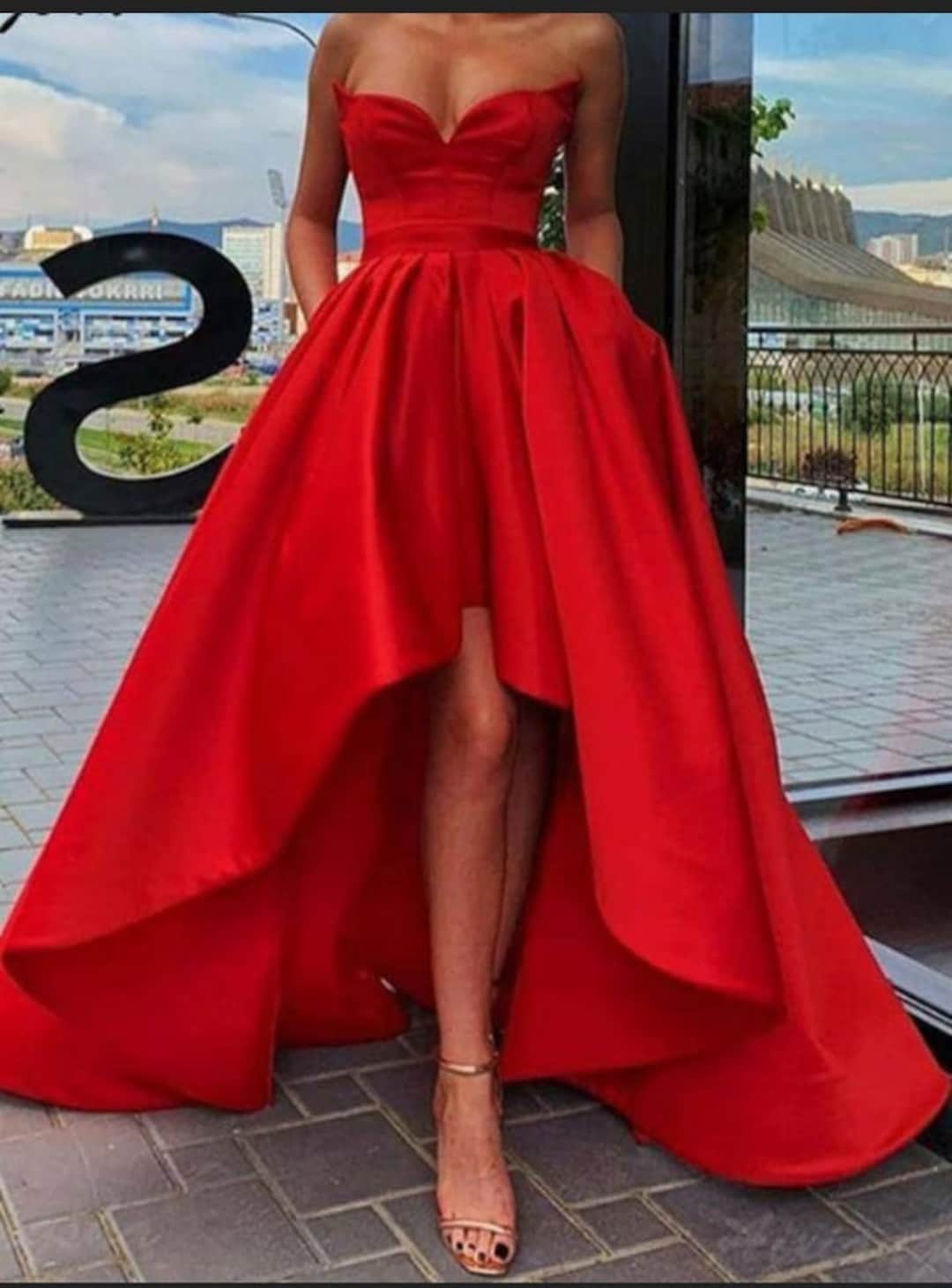 High Low Prom Dresses, Party Outfit, Prom Gown , Red Prom Dress , Women ...