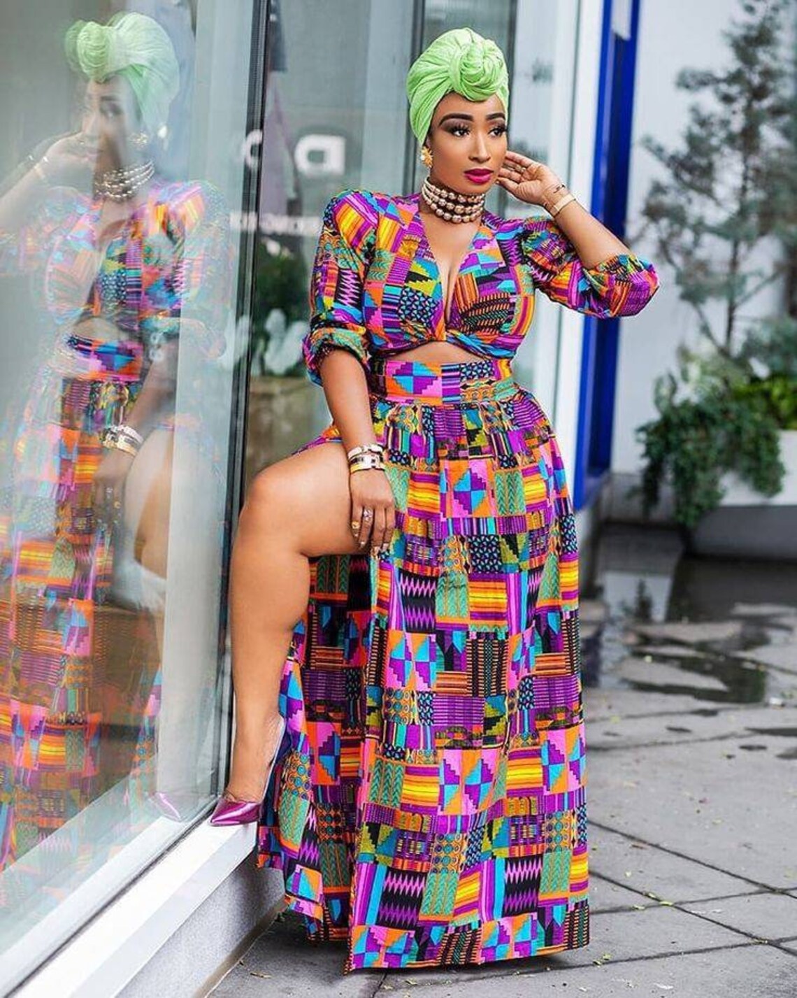 Women Kente Wedding Prom Dress,ghana Clothing,african Women Attire ...