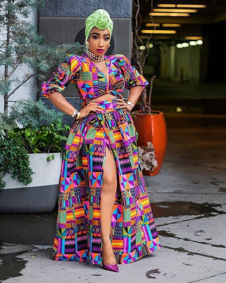 Women Kente Wedding Prom Dress,ghana Clothing,african Women Attire ...