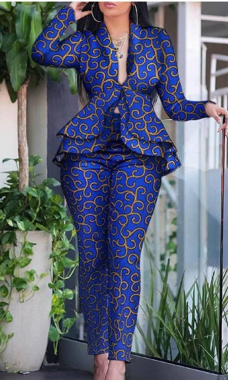 African Two Piece African Jacket And Trousers For Women African Women