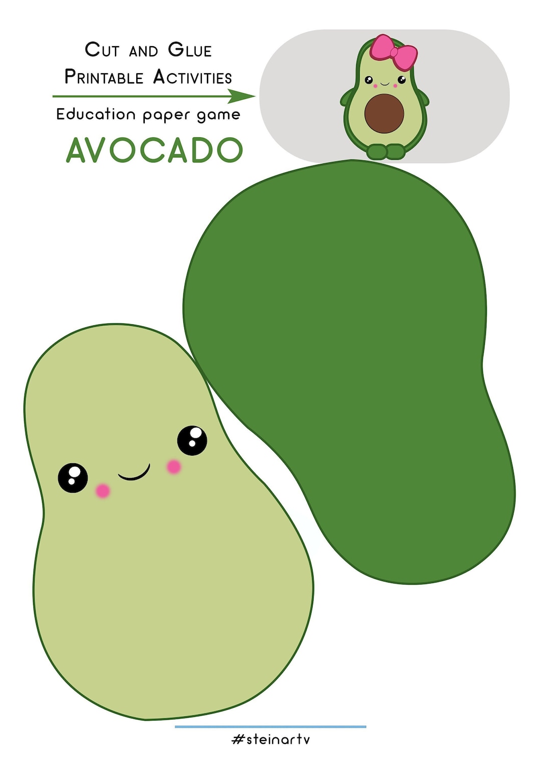 Printable Avocado Craft, Cut Files, DIY Paper Craft, Creative Gift ...