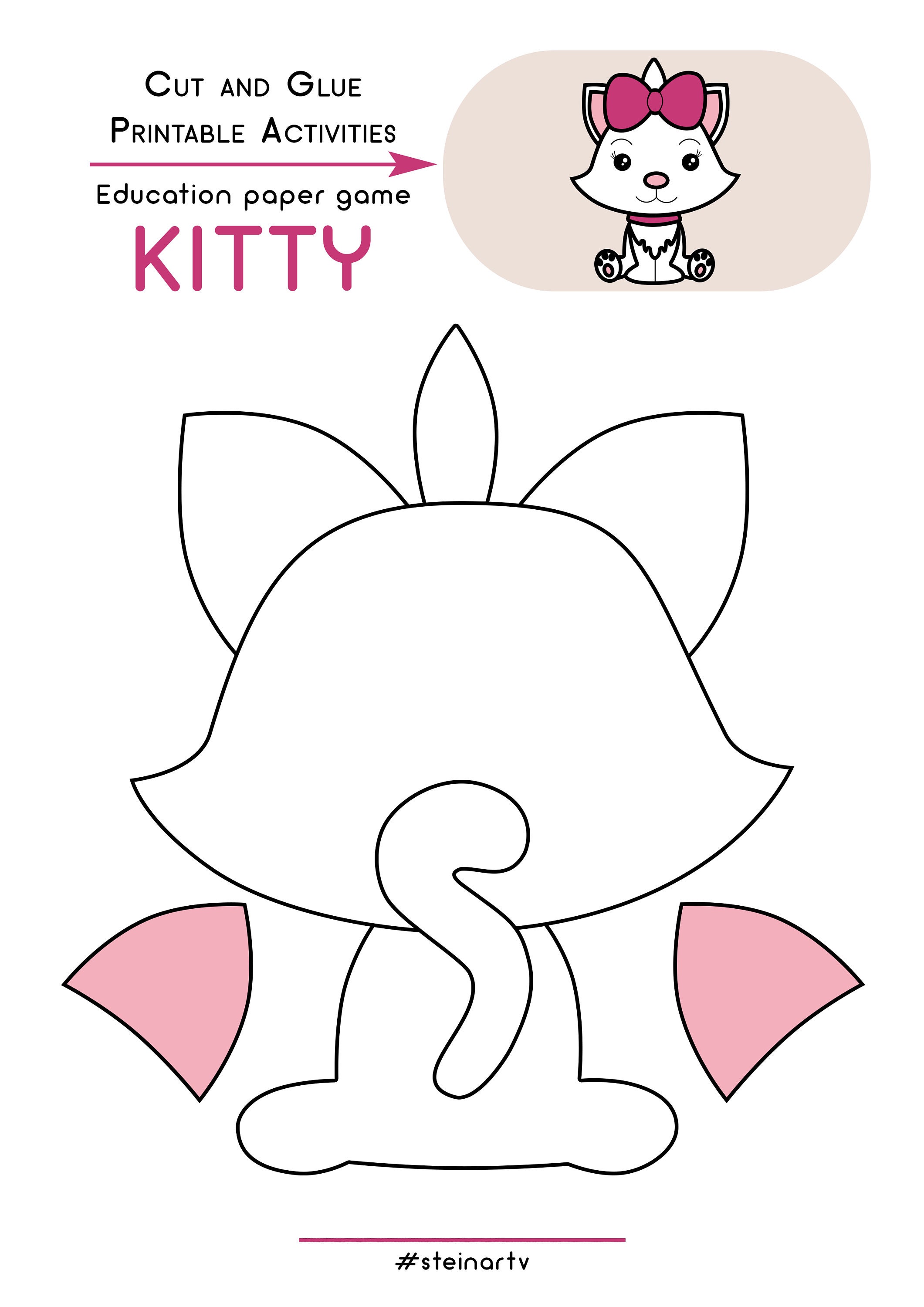 Printable Cute Kitty Craft, Cut Files, DIY Paper Craft, Creative Gift ...