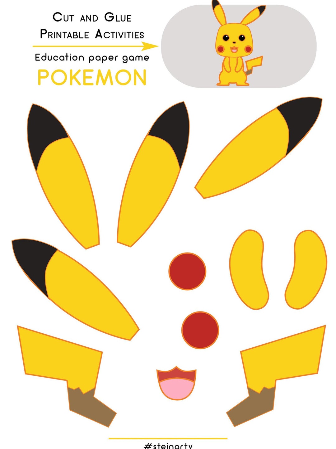 Printable Pokemon Craft, Cut Files, DIY Paper Craft, Creative Gift ...