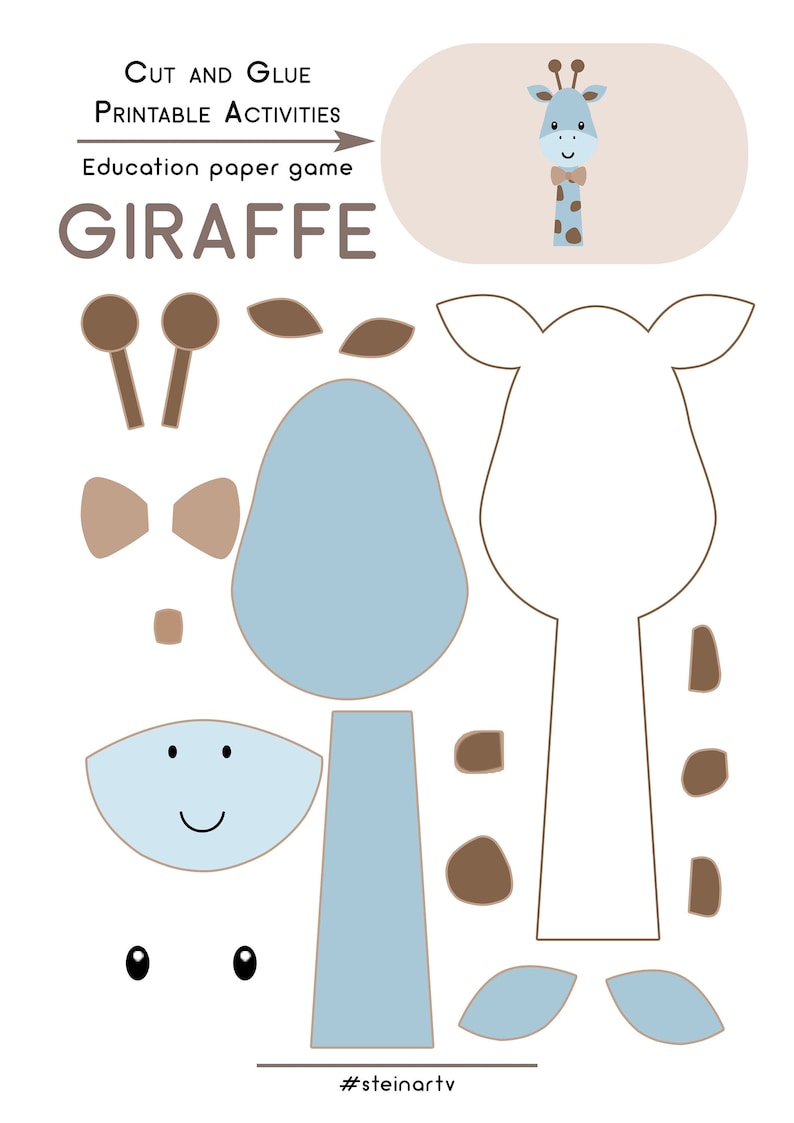Printable Cute Giraffe Craft, Cut Files, DIY Paper Craft, Creative Gift ...