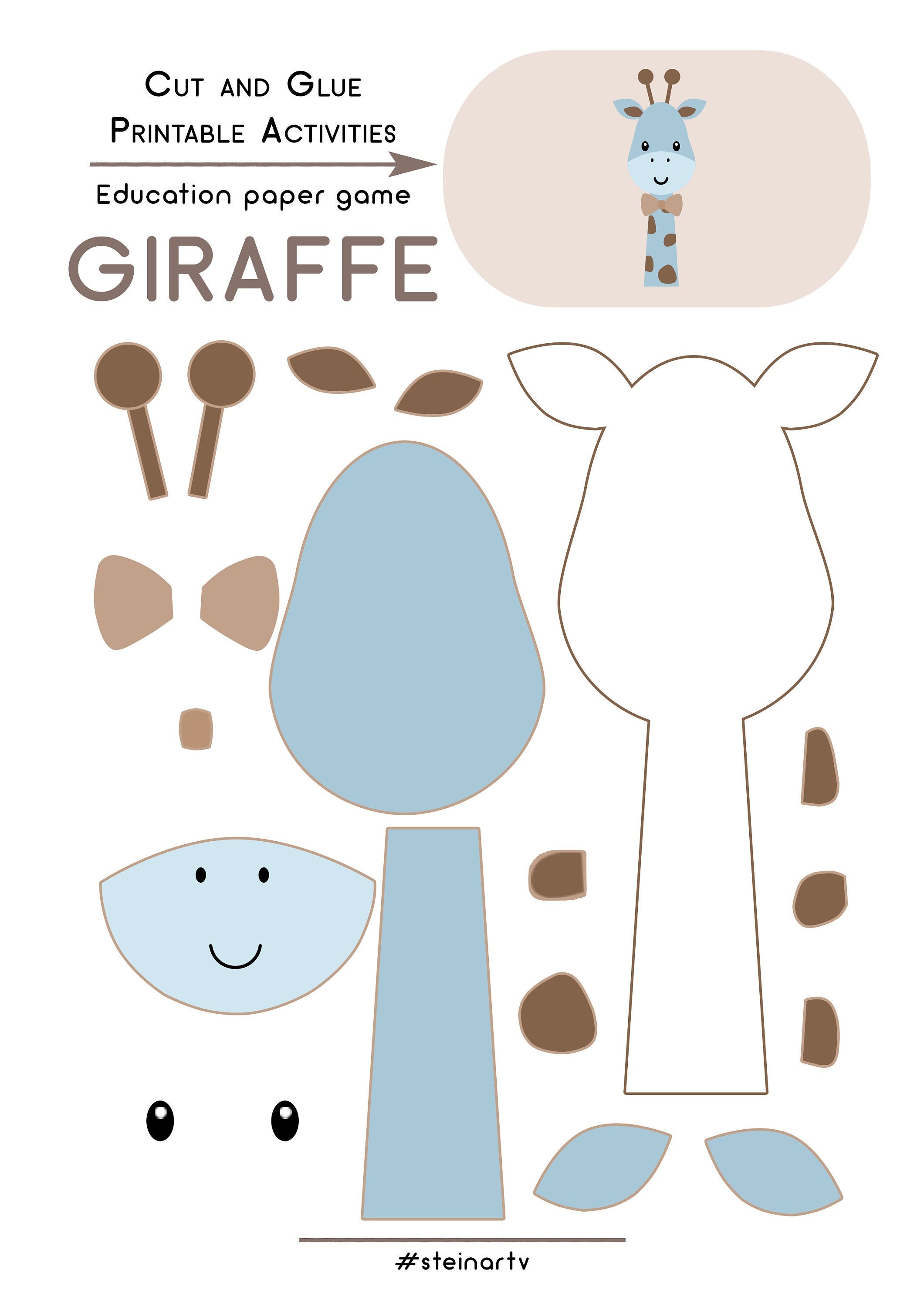 Cute Giraffe Cut File Cut Files DIY Paper Craft Creative | Etsy