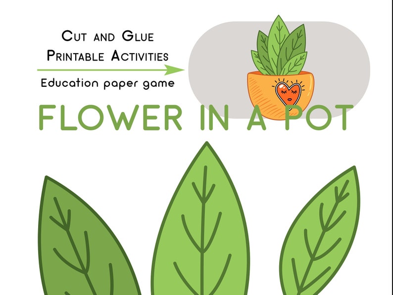 Manualidad imprimible con flores en macetas, archivos recortables ...