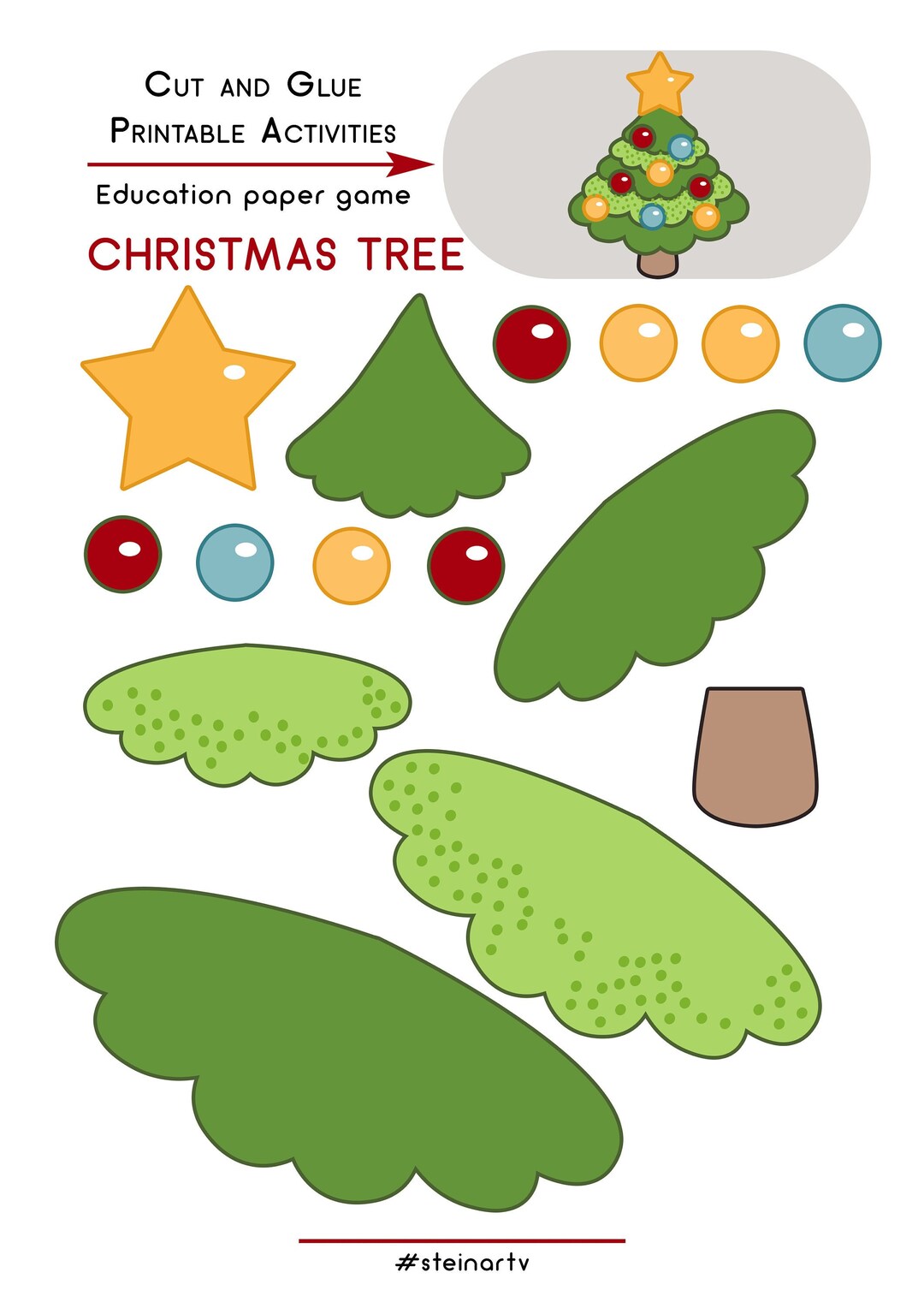 Printable Сhristmas Tree Craft, Cut Files, DIY Paper Craft, Creative ...