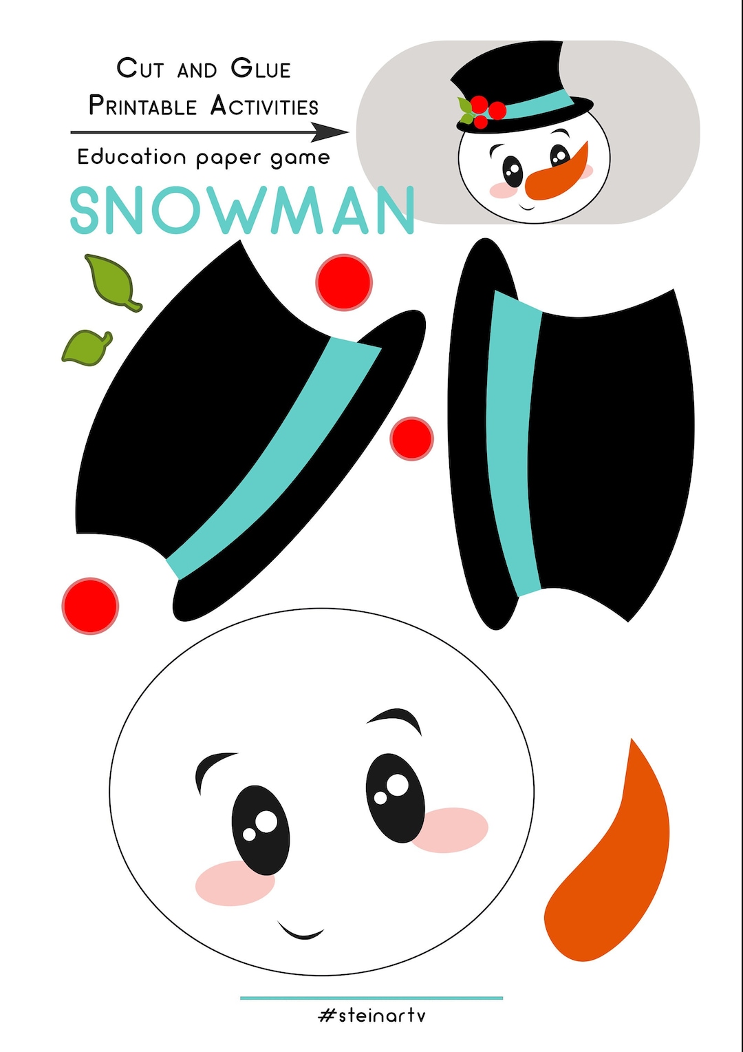Printable Snowman Craft, Cut Files, DIY Paper Craft, Creative Gift ...