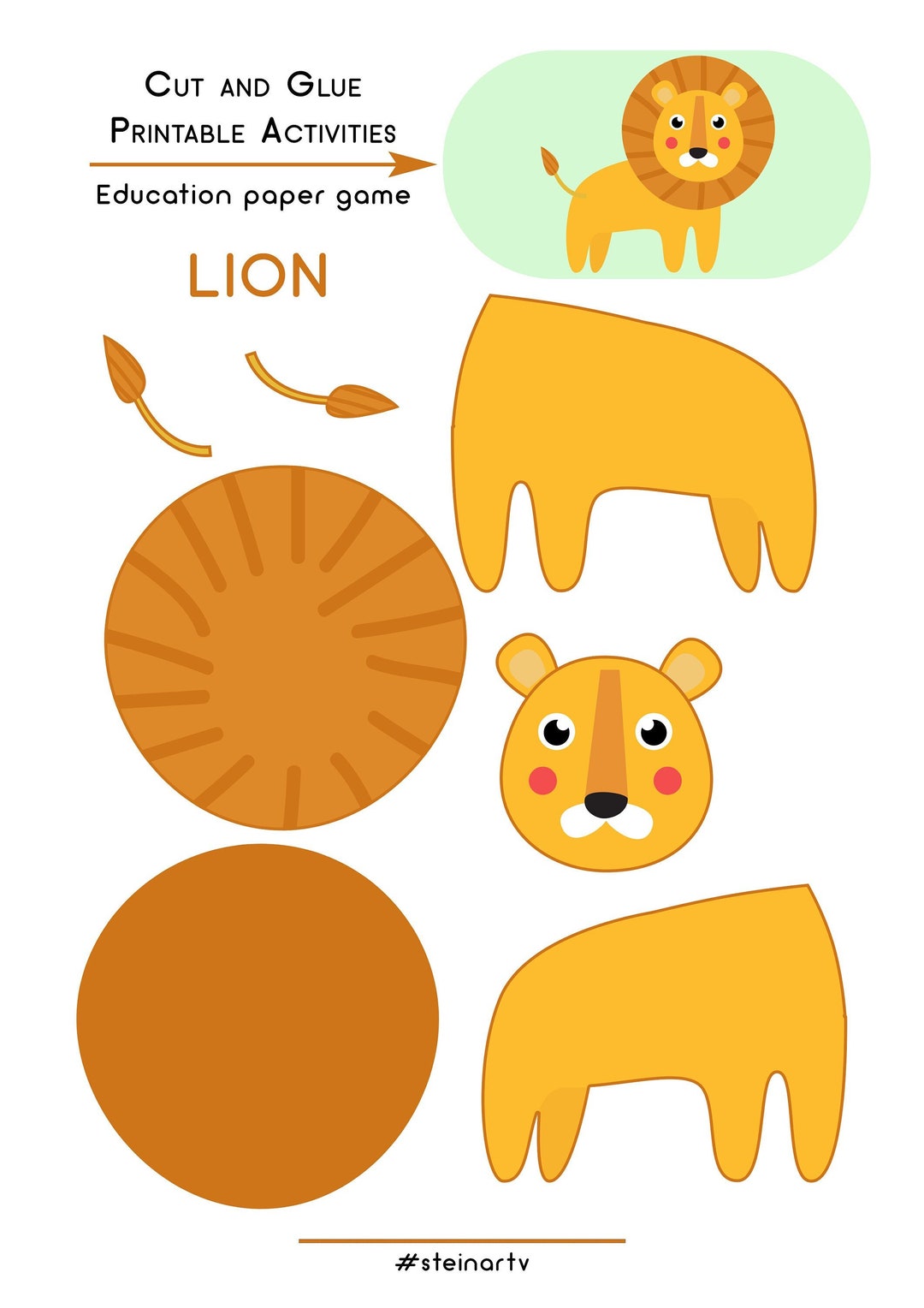 Printable Lion Craft, Cut Files, DIY Paper Craft, Creative Gift Ideas ...