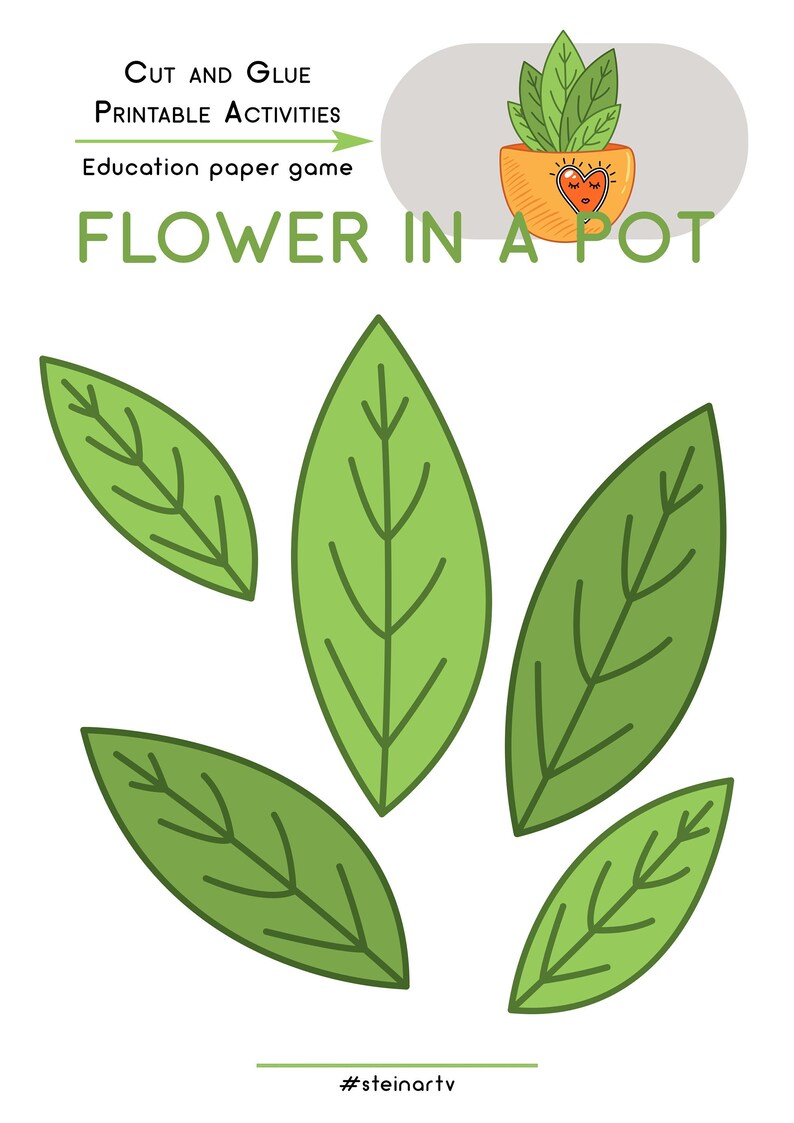 Manualidad imprimible con flores en macetas, archivos recortables ...