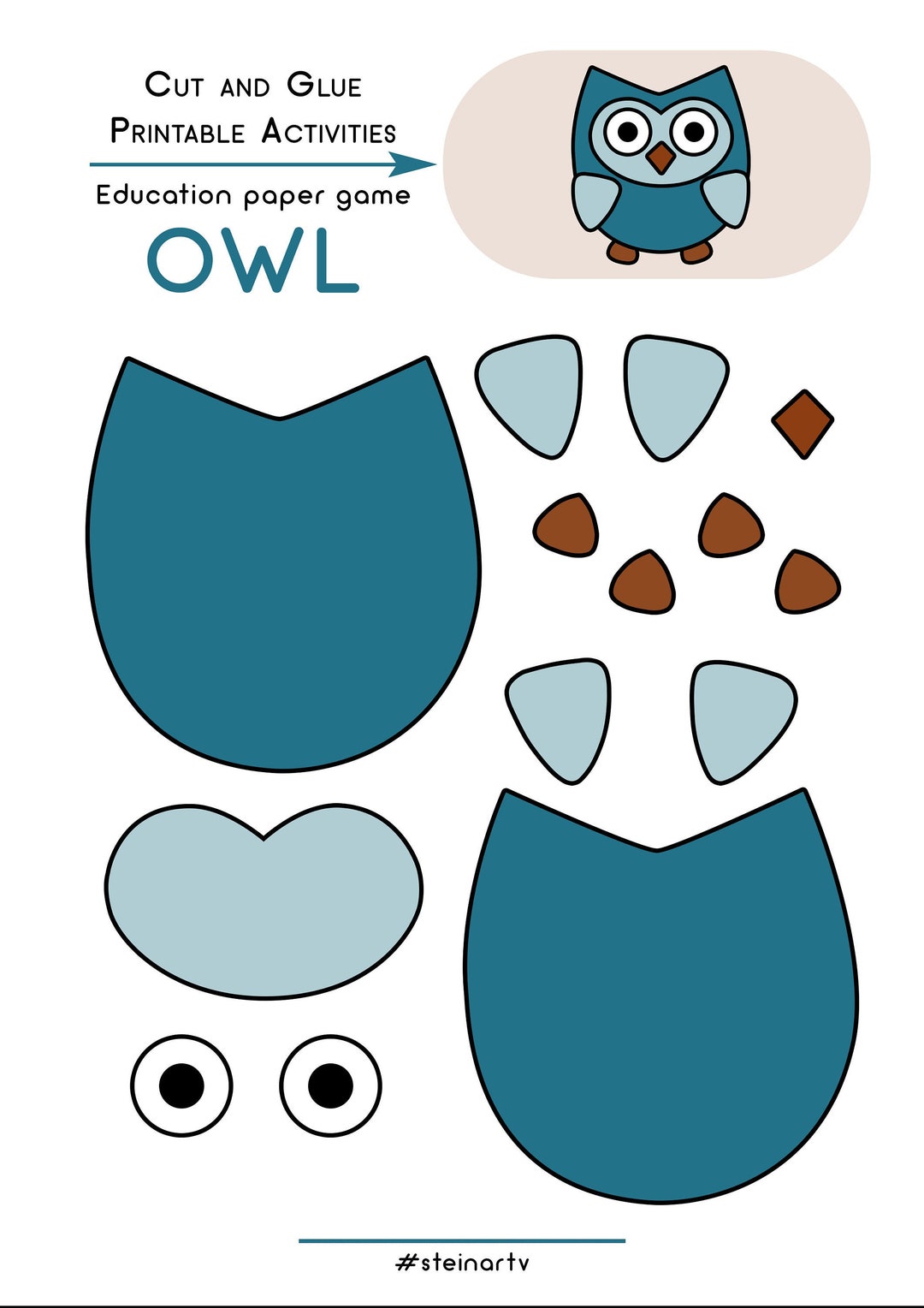 Printable Owl Craft, Cut Files, DIY Paper Craft, Creative Gift Ideas ...