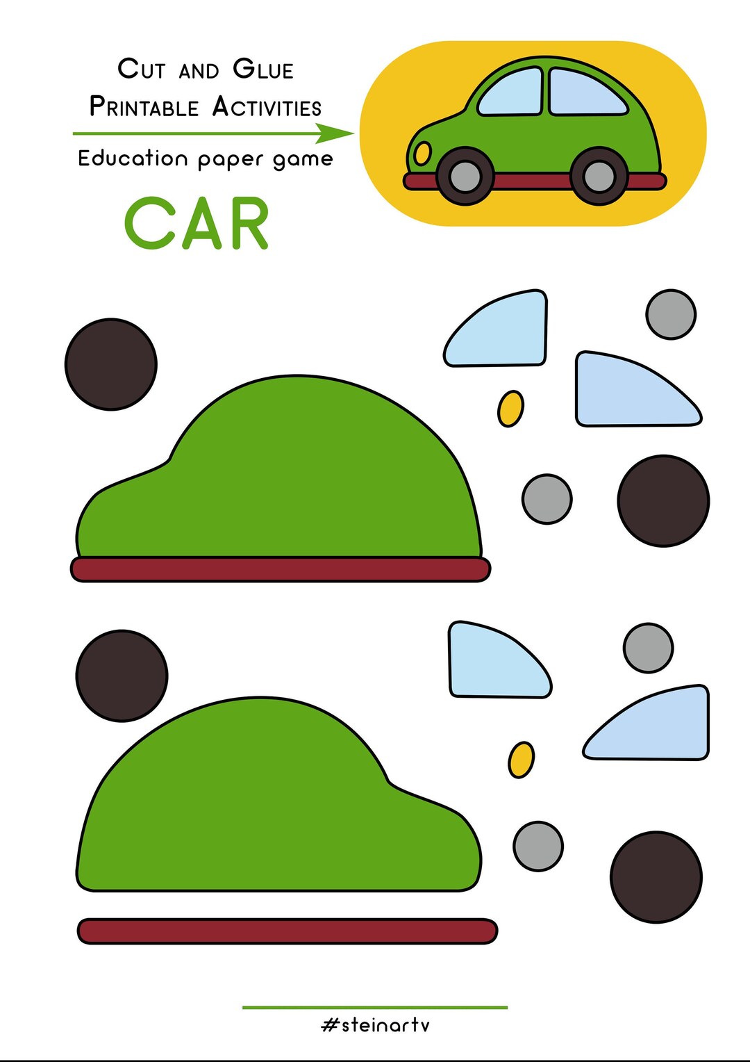 Printable Cute Car Craft, Cut Files, DIY Paper Craft, Creative Gift ...