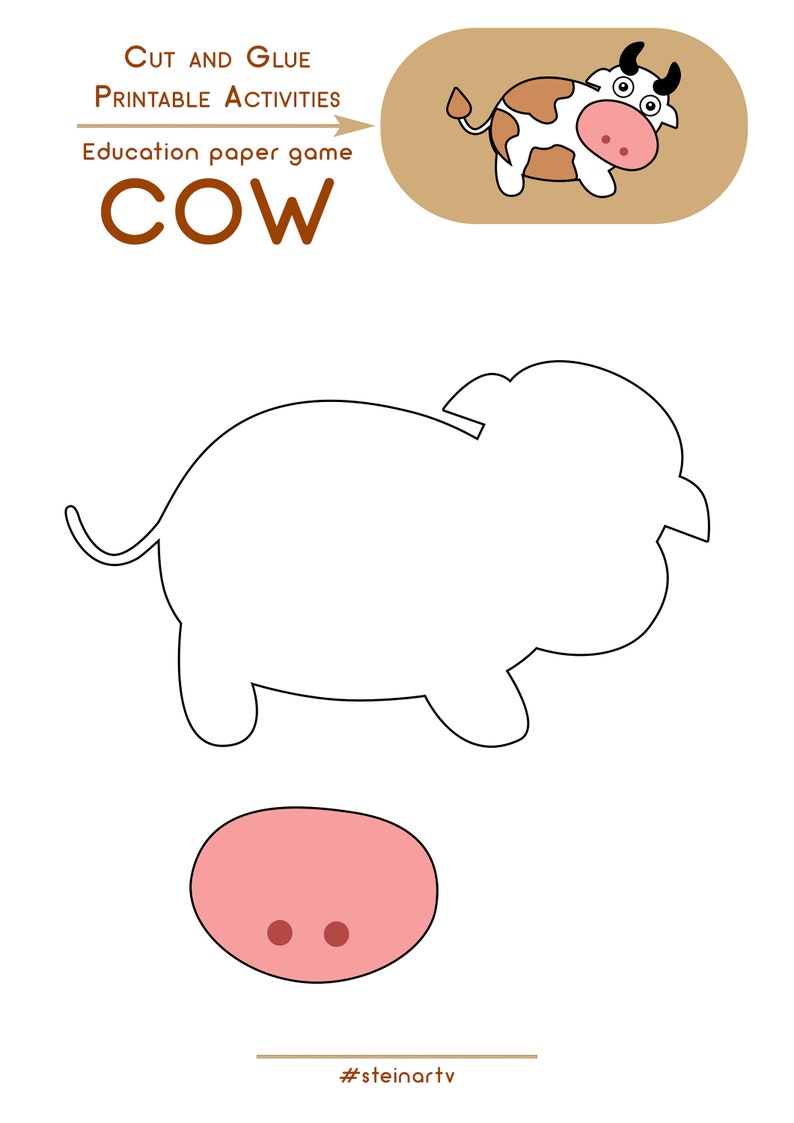 Printable Cow Craft, Cut Files, DIY Paper Craft, Creative Gift Ideas ...