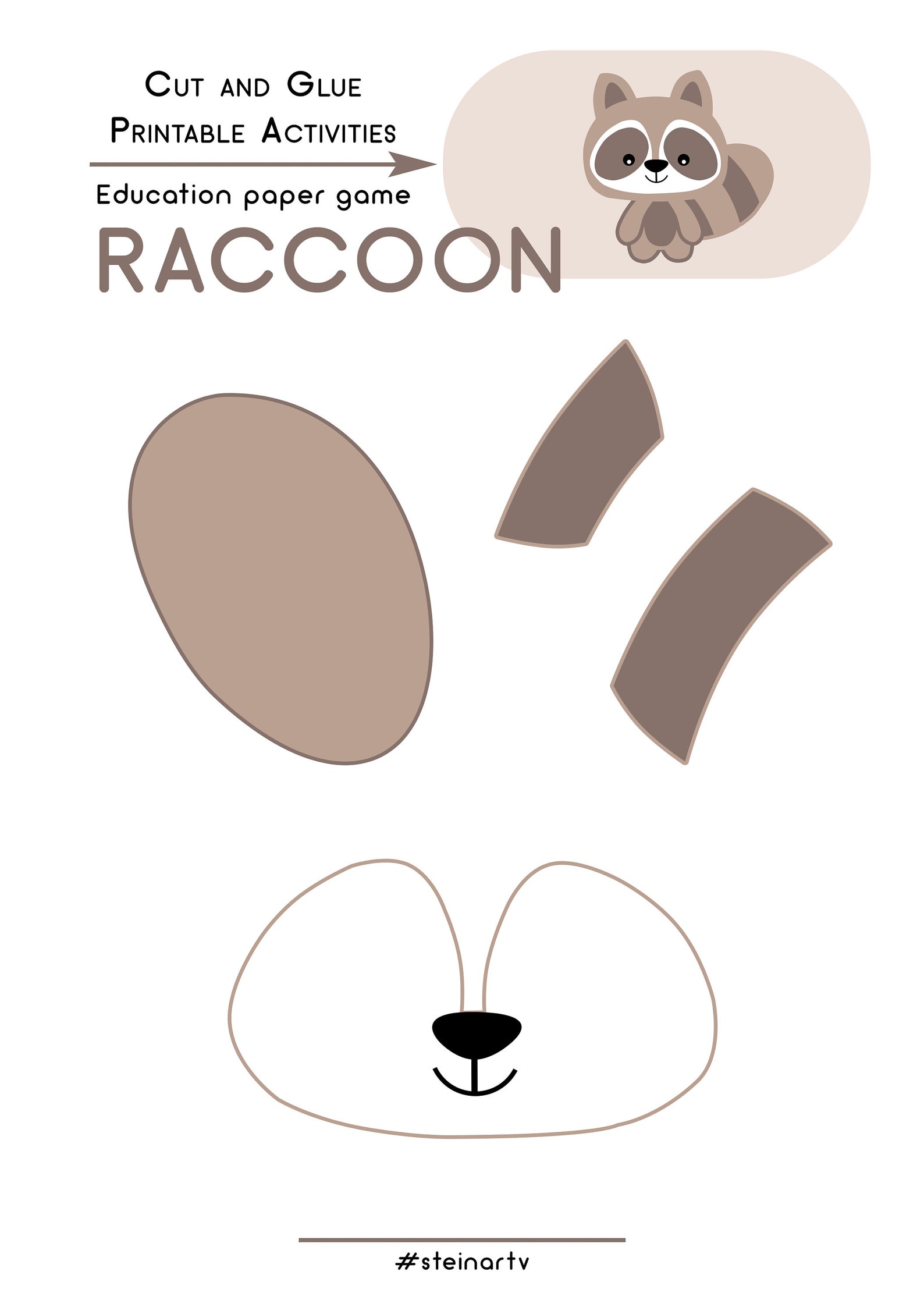 Printable Raccoon Craft, Cut Files, DIY Paper Craft, Creative Gift ...