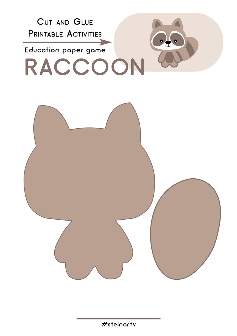 Printable Raccoon Craft, Cut Files, DIY Paper Craft, Creative Gift ...