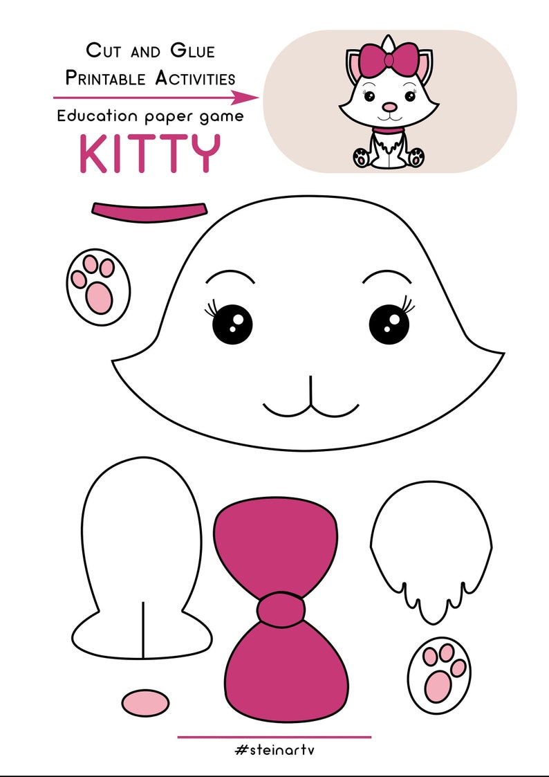 Printable Cute Kitty Craft, Cut Files, DIY Paper Craft, Creative Gift ...