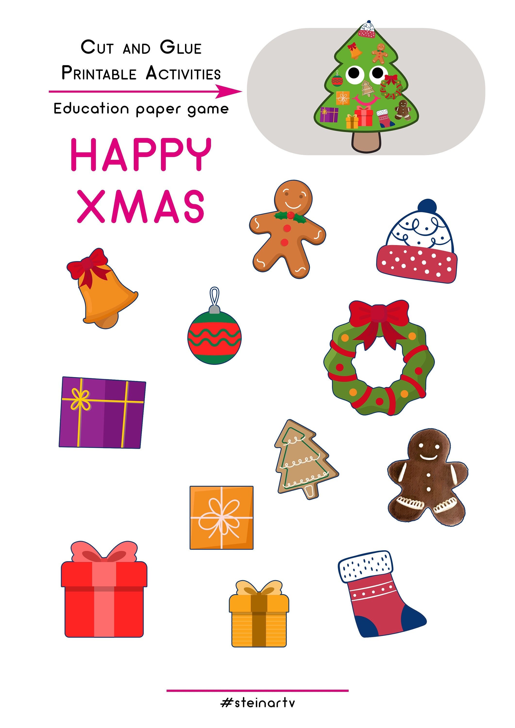 Printable Christmas Craft, Cut Files, DIY Paper Craft, Creative Gift ...