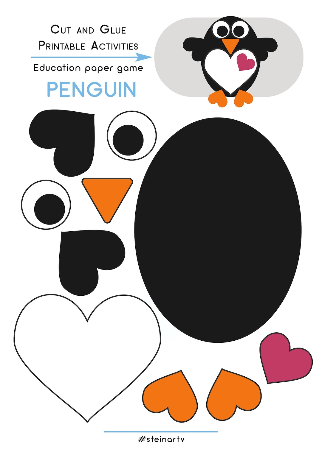 Printable Penguin Craft, Cut Files, DIY Paper Craft, Creative Gift ...