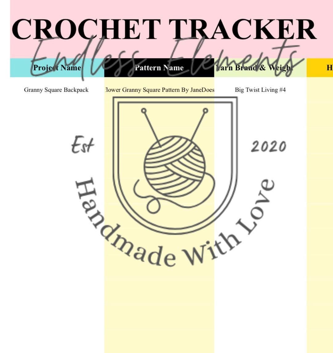 Crochet Project Tracker | Editable Excel Spreadsheet | Digital Download ...