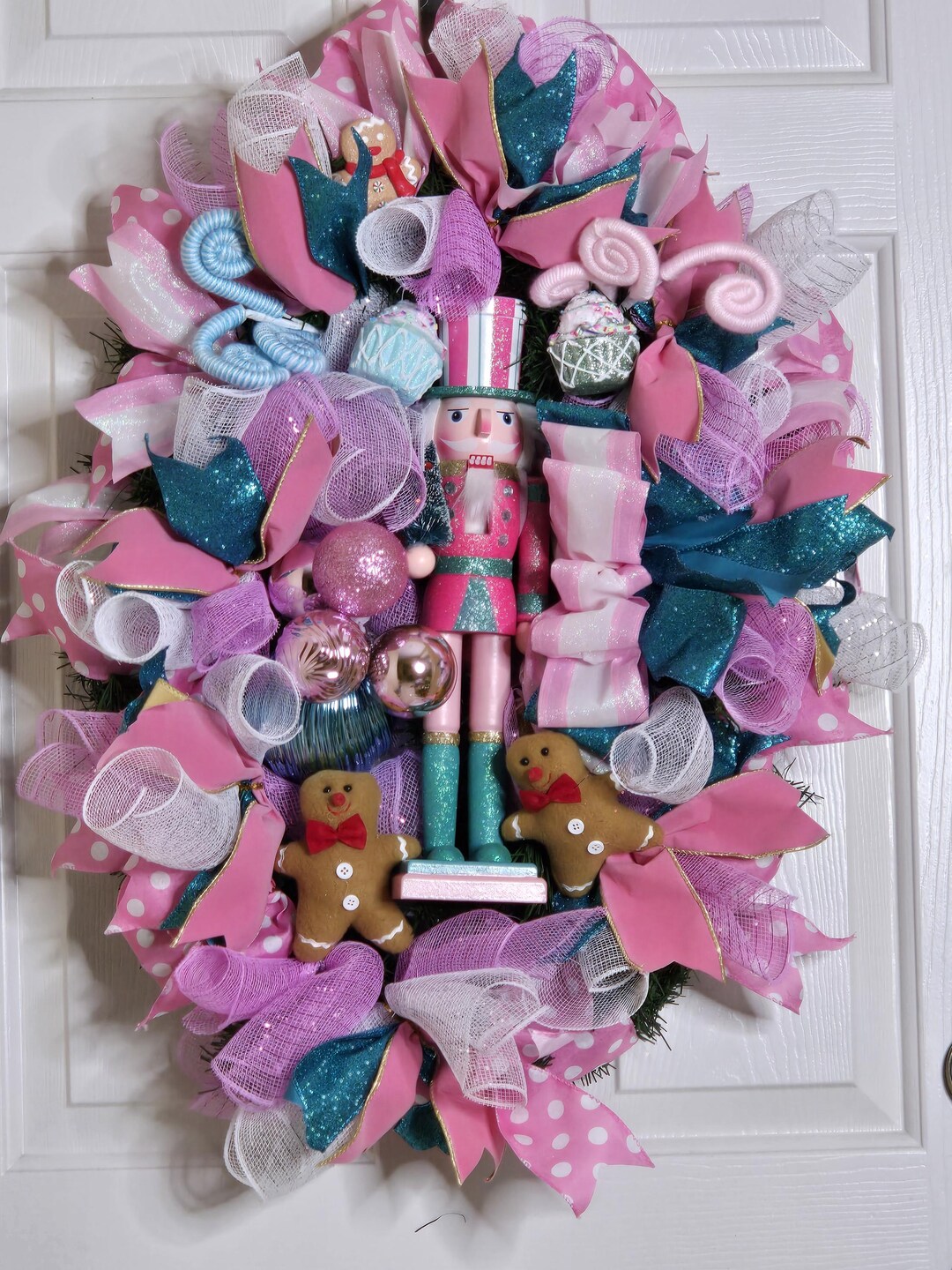 Pink Pastel Candyland Wooden Nutcracker Wreath - Etsy