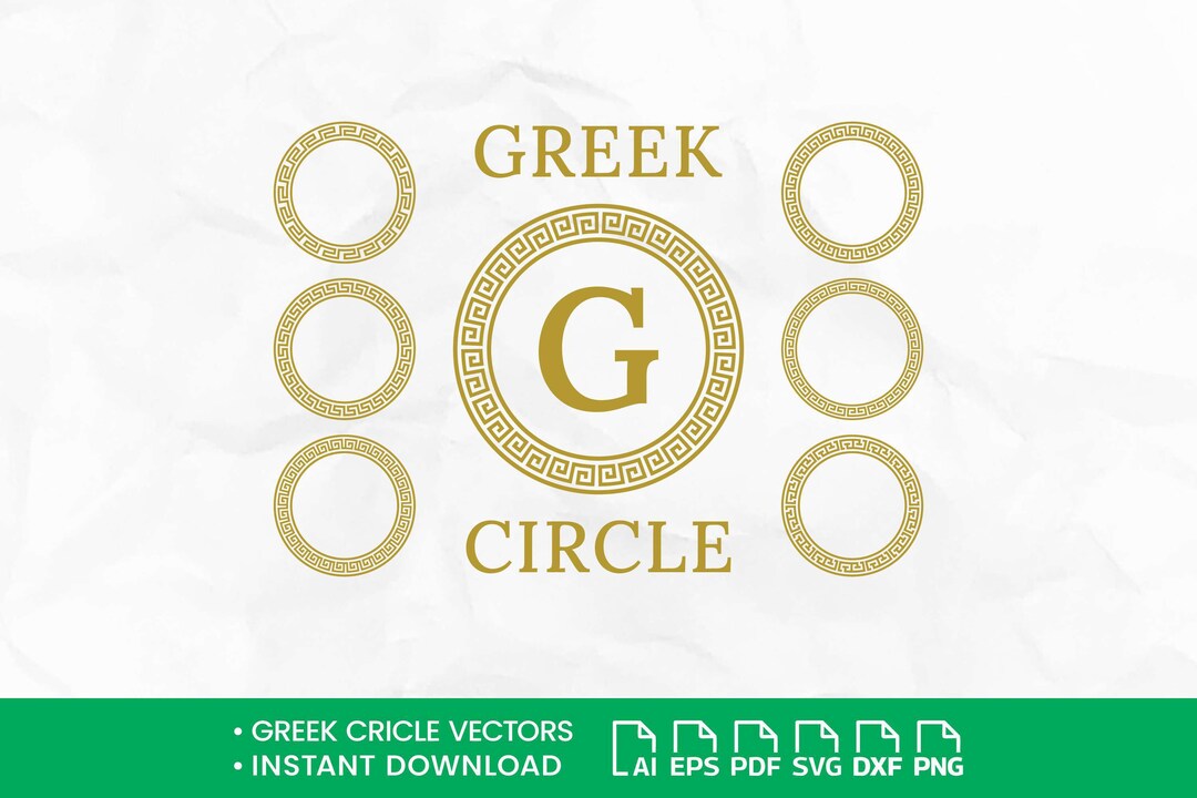 Greek Circle Set Svg, Ancient Greek Key Pattern, Greece Round Frame ...