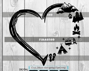 Heart Camping Svg | Etsy
