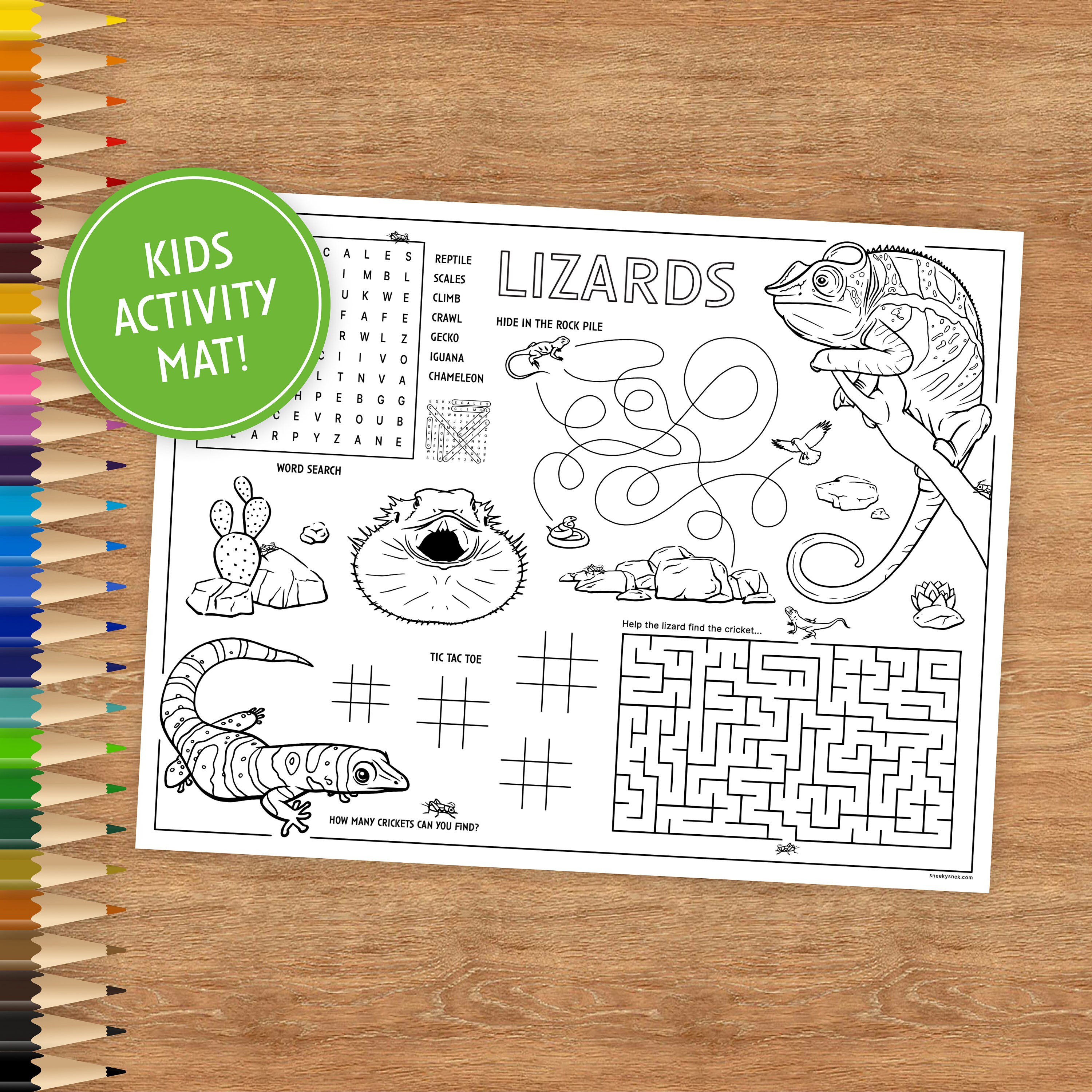 Lizards Coloring Page - Printable Activity Placemat (digital Download ...