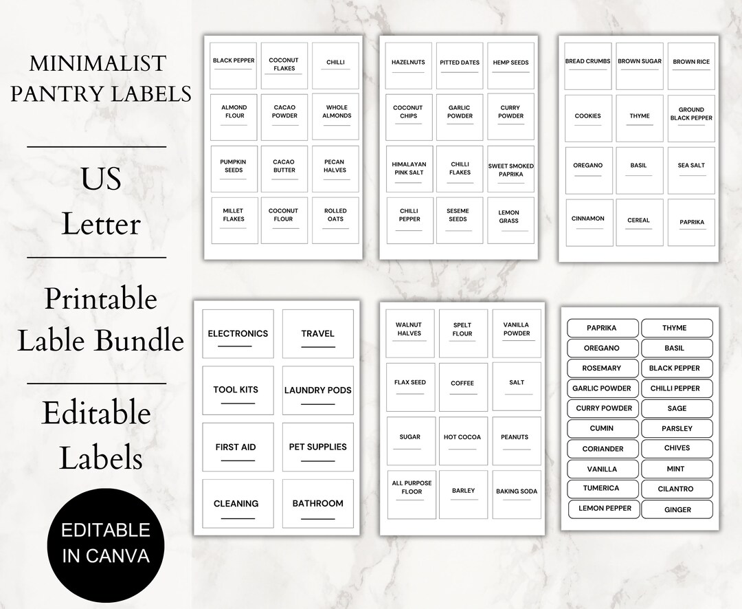 Minimalist Pantry Labels Printable Sticker Labels for - Etsy