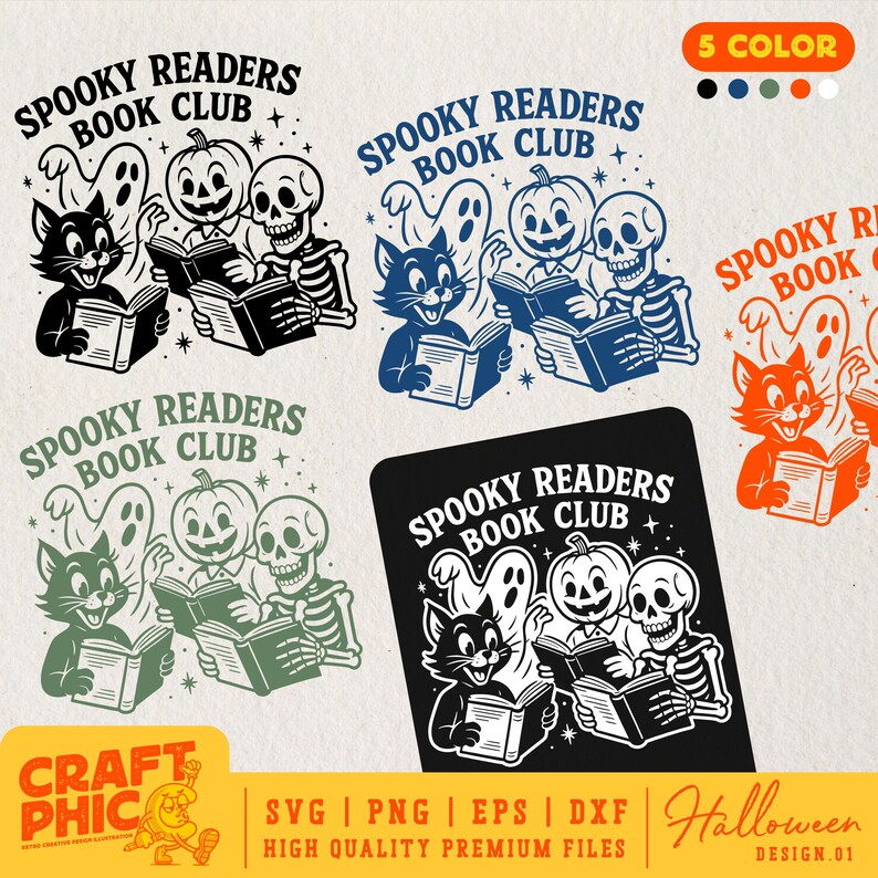 Spooky Readers Book Club Halloween SVG PNG Trendy Halloween Bookish ...